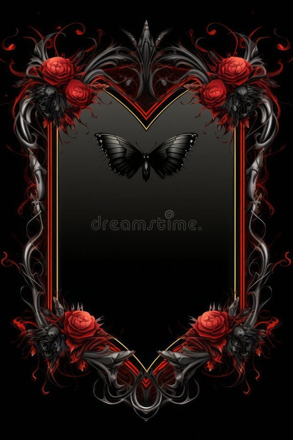 Gothic Ornate Frame on Black Background Stock Photo - Image of vignette ...