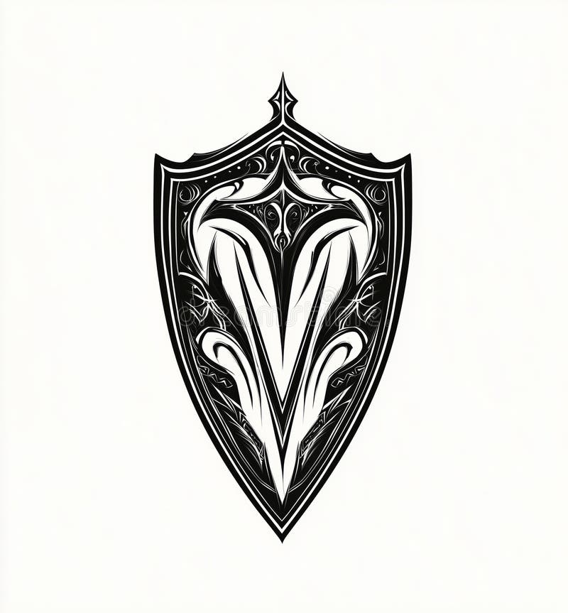 Black and Red Gothic Shield Design Stock Photo - Image of detailed ...