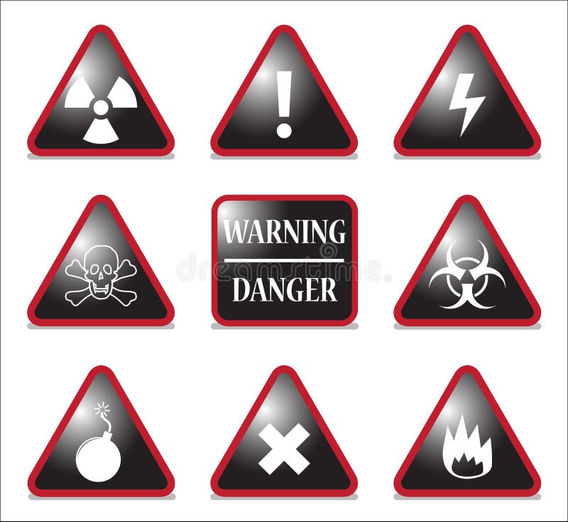 Black and Red Hazard Triangles Stock Illustration - Illustration of ...