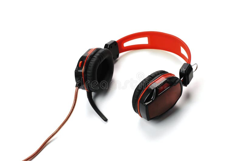 Black Red Headset Isolated on White Background Stock Photo - Image of ...