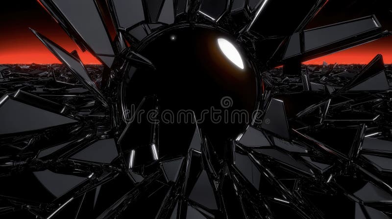 A Black and Red Image of a Shattered Ball Stock Illustration ...