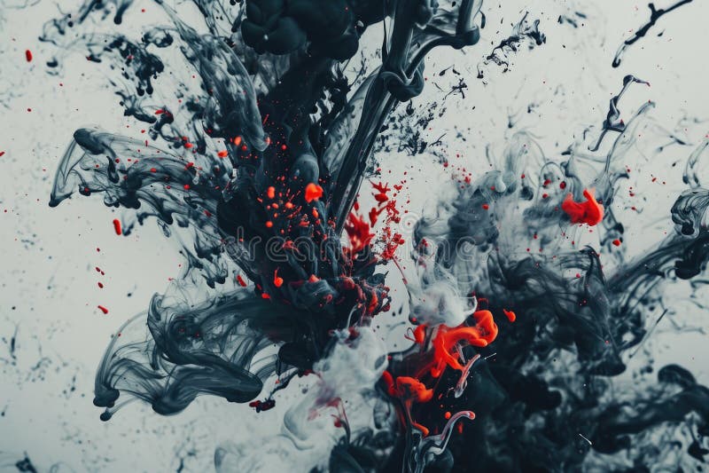 Black and Red Ink Suspended in the Air. Perfect for Creative Projects ...