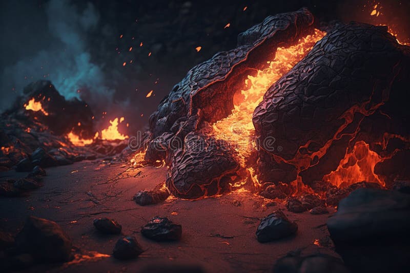 Black Red Lava Volcano Background with Abstract Box Rectangle Geometric ...