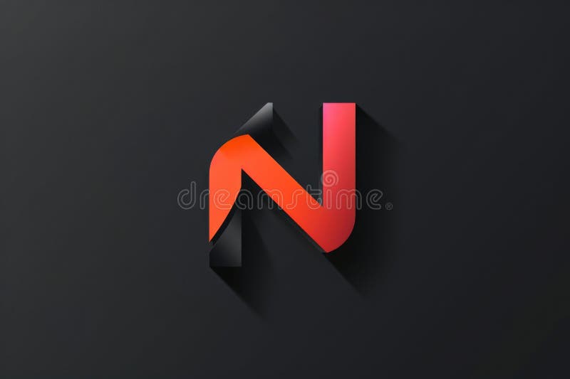 A Black and Red Letter N with a Long Shadow Stock Image - Image of ...