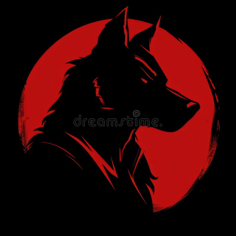 A Black and Red Logo of a Wolf Stock Illustration - Illustration of ...