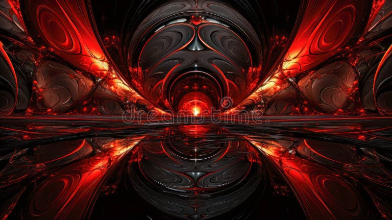 Abstract Black and Red Mirrored Psychedelic Texture. Deep Dark and Deep ...