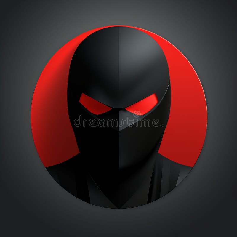 A Black and Red Ninja Icon on a Dark Background Stock Illustration ...