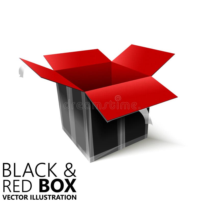 Black and Red Open Box 3D/ Illustration Stock Illustration ...