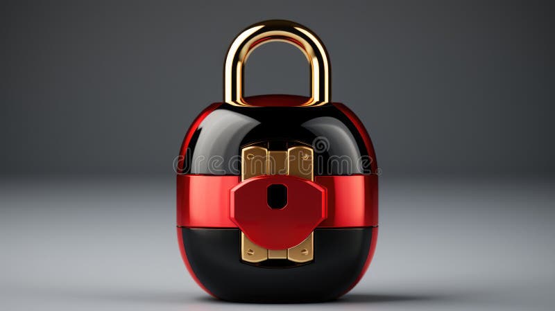 A Black and Red Padlock with a Gold Lock. Generative AI Image. Stock ...