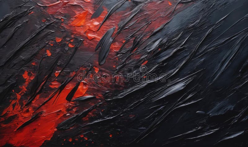 Black and Red Paint Create a Dynamic Abstract Design, with Thick ...