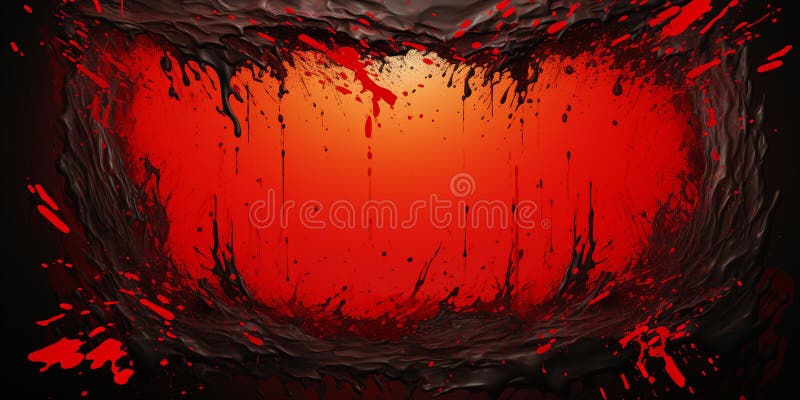 Black and Red Paint Splatter and Rough Brush Strokes Frame the Border ...