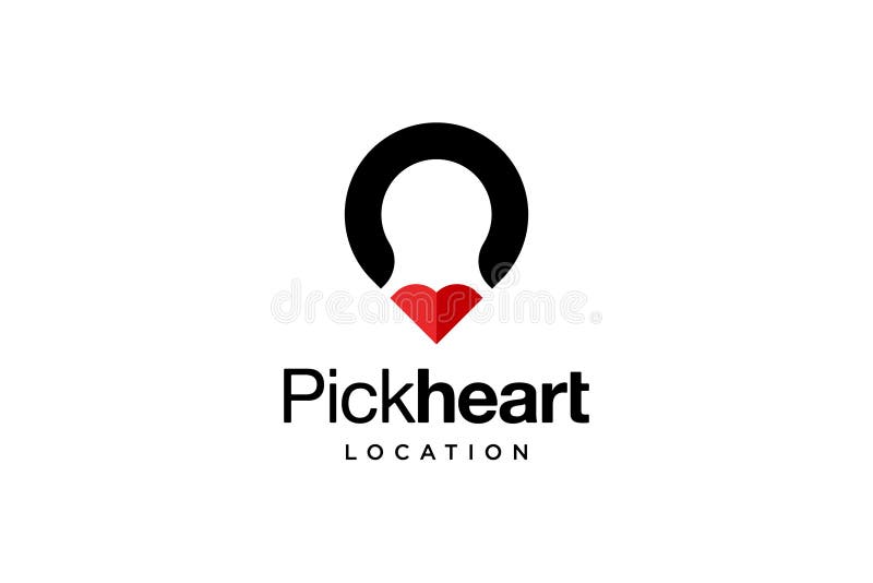 Black Red Pick Heart Location Logo Stock Vector - Illustration of ...