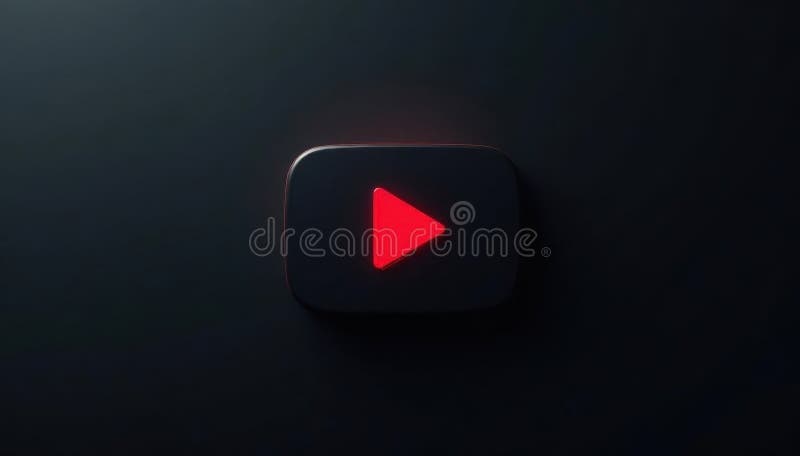 Black and Red PLAY Button Icon on Dark Background , Technology, Shape ...