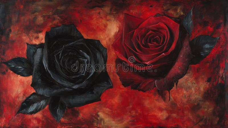Black and Red Roses Painting Stock Illustration - Illustration of ...