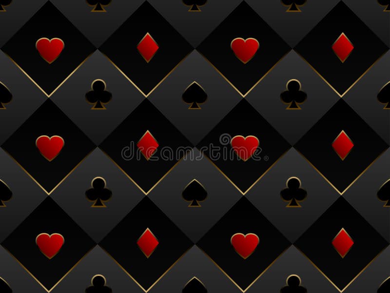 Seamless Poker Cards Suit Background. Four Playing Card Symbol Texture ...
