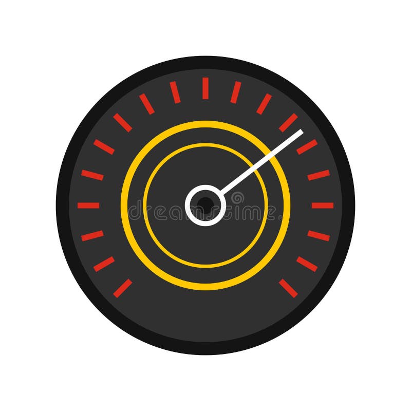 Black Red Speedometer Icon, Flat Style Stock Vector - Illustration of ...