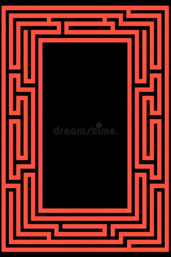 A Black and Red Square Frame with a Maze in the Middle Stock ...