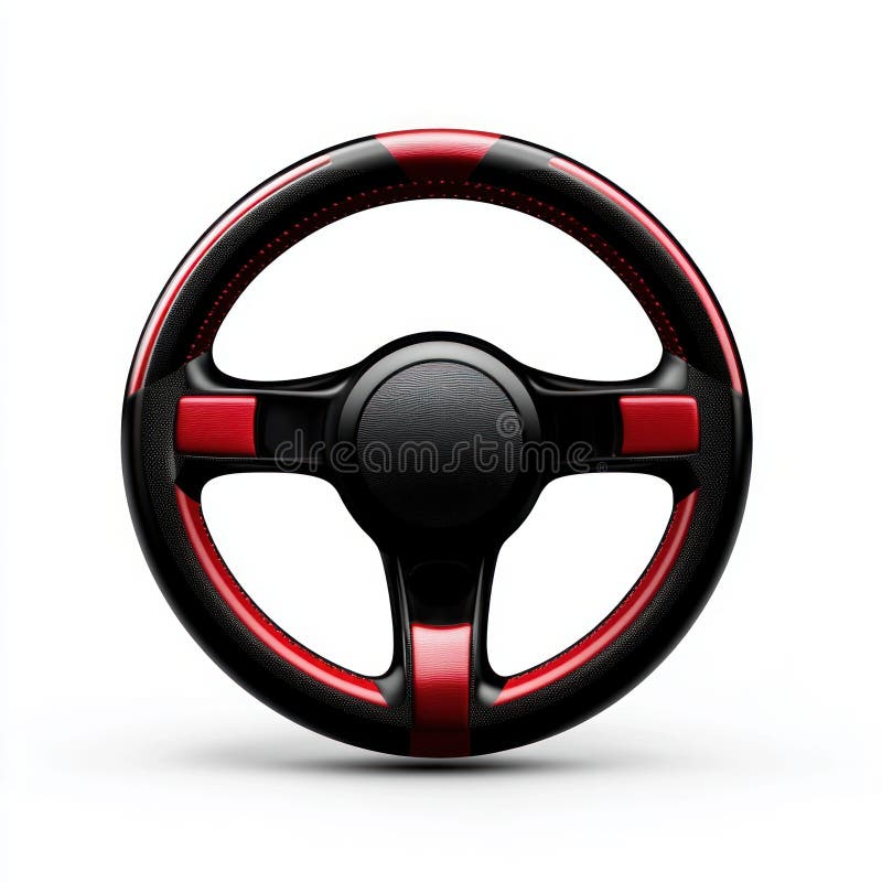 Black and Red Steering Wheel Isolated on White Stock Illustration ...