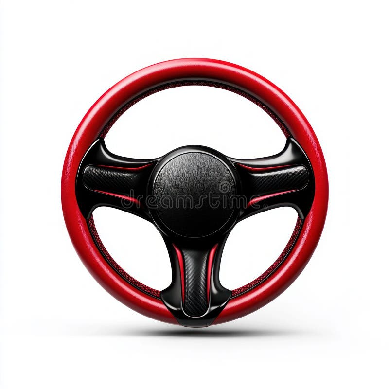 Black and Red Steering Wheel Isolated on White Stock Illustration ...