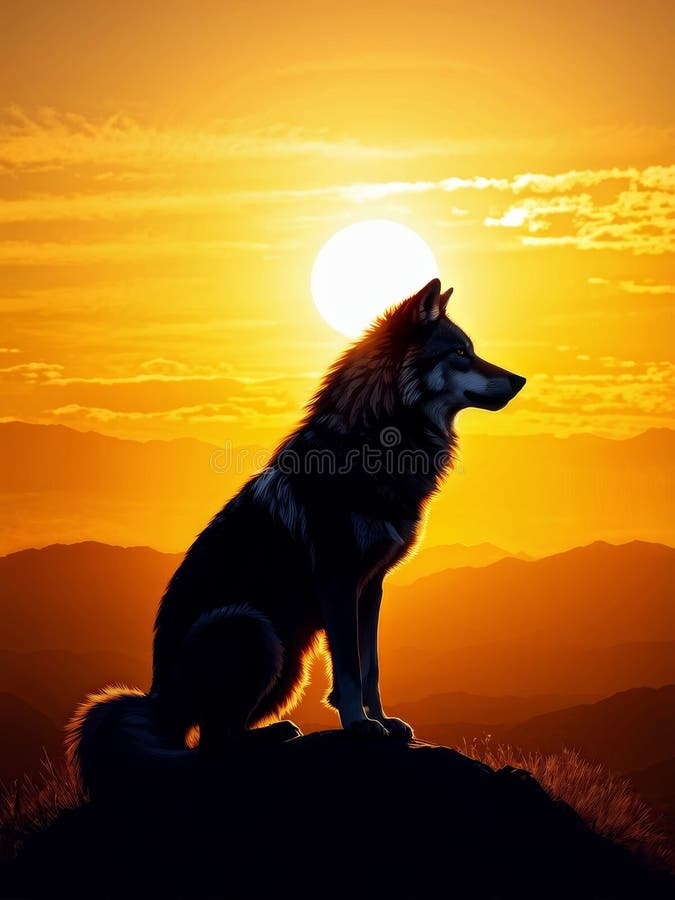 Black and red sunset stock illustration. Illustration of nature - 375285043