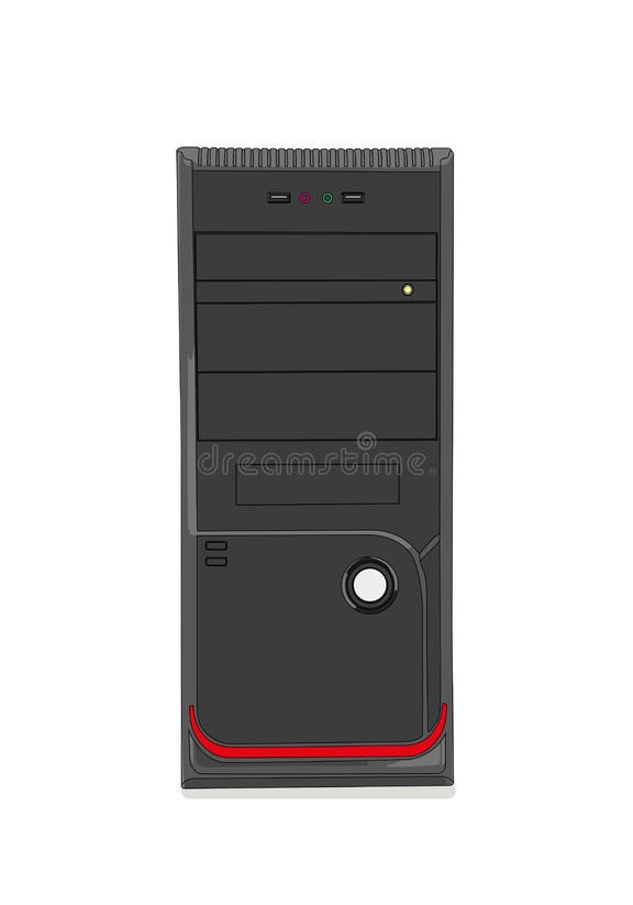 Black and Red System Unit Case Computer Stock Vector - Illustration of ...