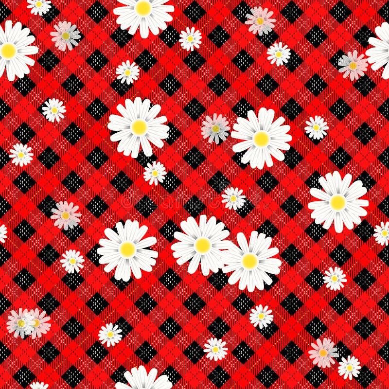 Black White Checkered Pattern Daisy Flowers Stock Photos - Free ...