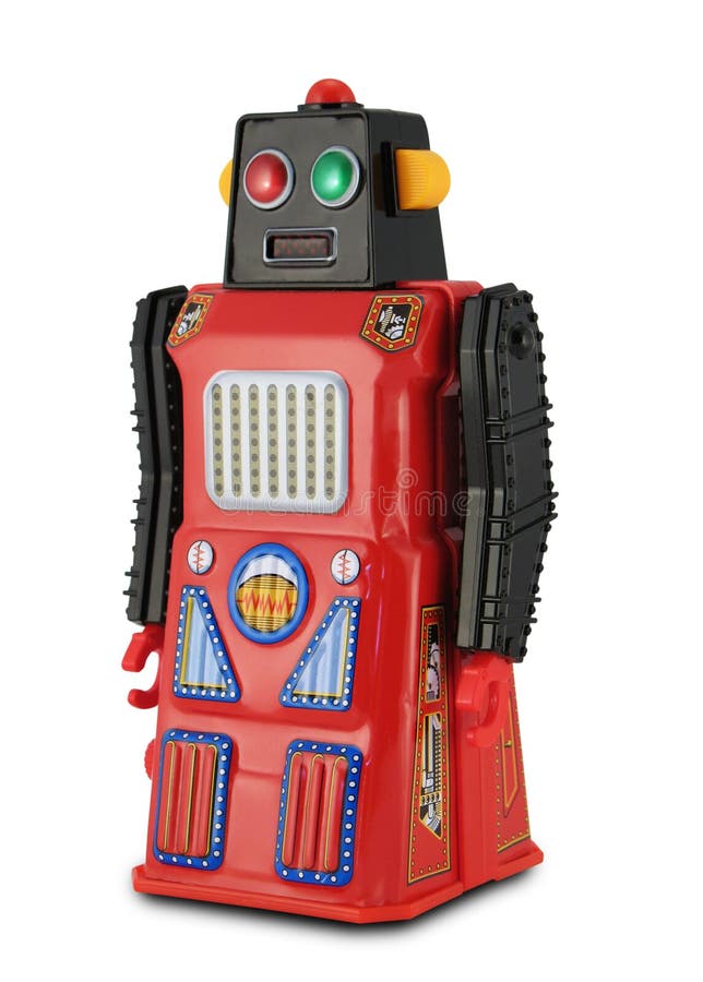 Red Tin Toy Robot stock image. Image of science, 1950s - 2382117