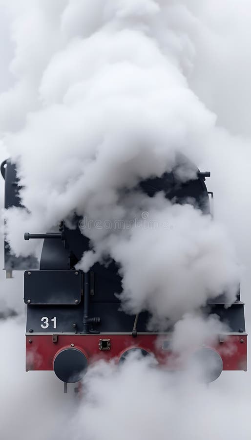 Black and Red Train Traveling Down Train Tracks Stock Illustration ...