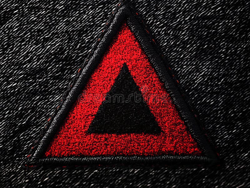 Black and Red Triangle Patch on Textured Fabric Stock Illustration ...