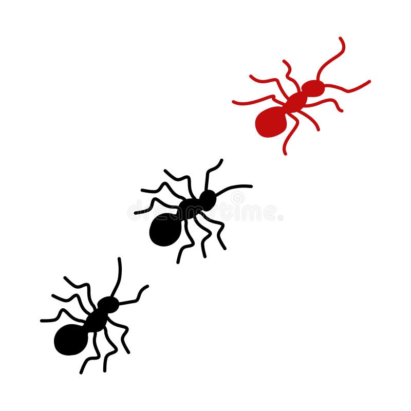 Black and Red Vector Logo of a Group of Ants on a White Background ...