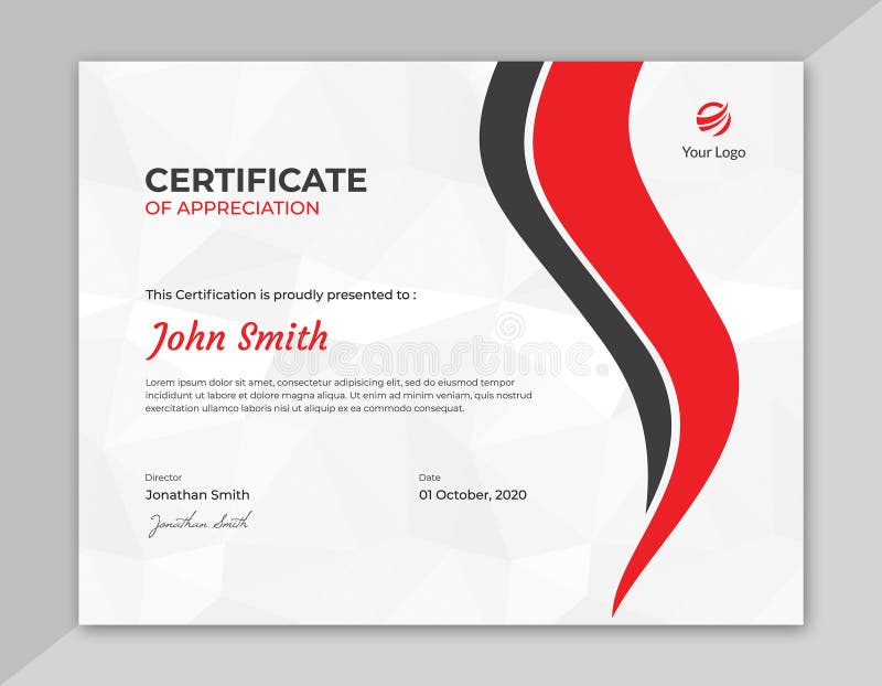 Red and Black Waves Certificate Template Stock Vector - Illustration of appreciation, award ...