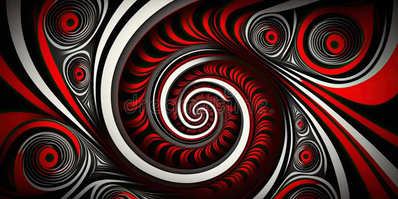 Black Red and White Colored Abstract Recursive Spiral Texture Pattern ...
