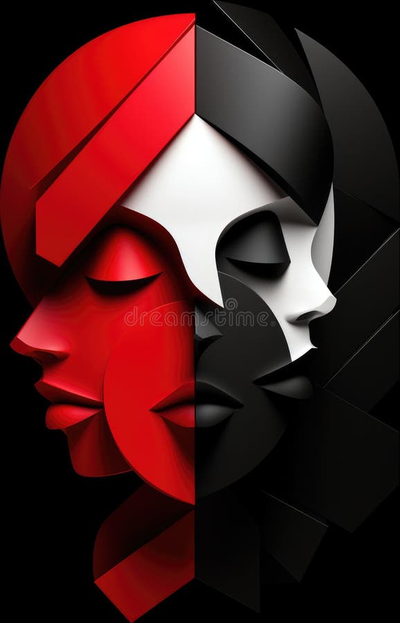 A Black and Red Woman S Face with a Red and White Head. Generative AI ...