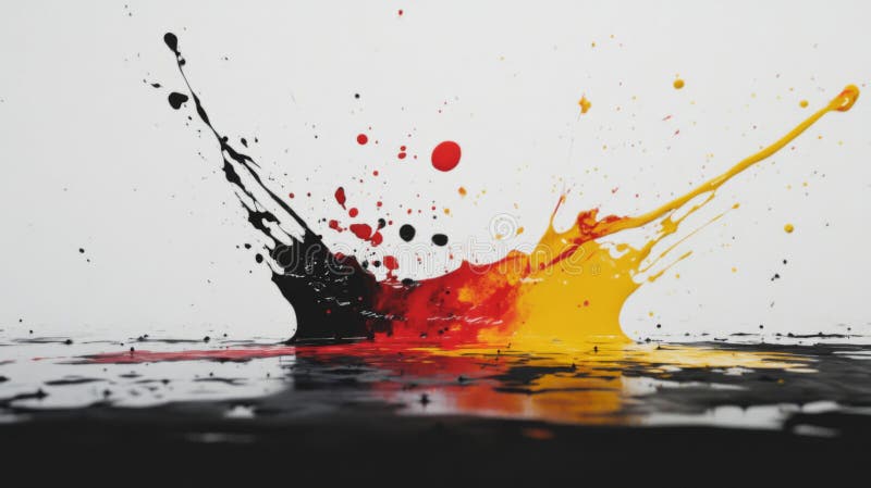 Black Red Yellow Paint Splatter on White Background Stock Illustration ...