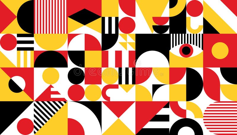 Black Red, Yellow White Abstract Geometric Pattern Stock Illustration ...