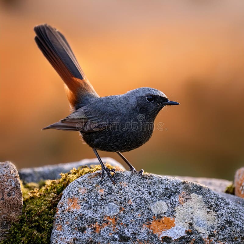 Redstart Bird Sitting on Tree Branch, with Its Head Turned To the Side ...