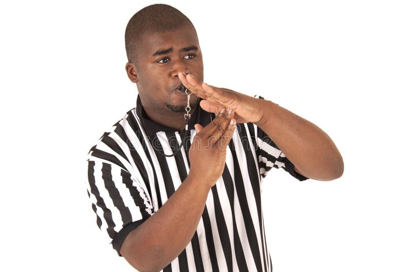 Black Referee Calling Time Out or a Technical Foul Stock Photo - Image ...