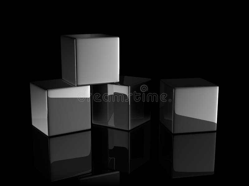 Black reflective cubes stock illustration. Illustration of dark - 46712739