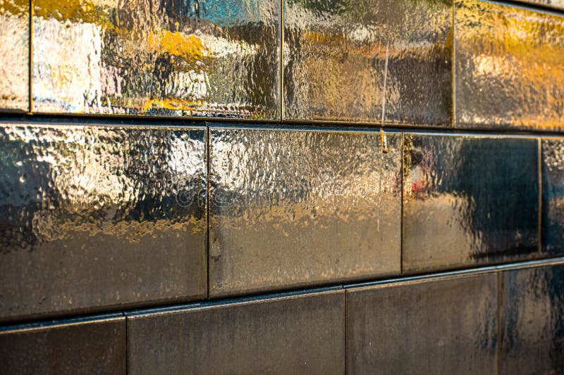 Black Reflective Tiled Wall Background Stock Image - Image of wood ...