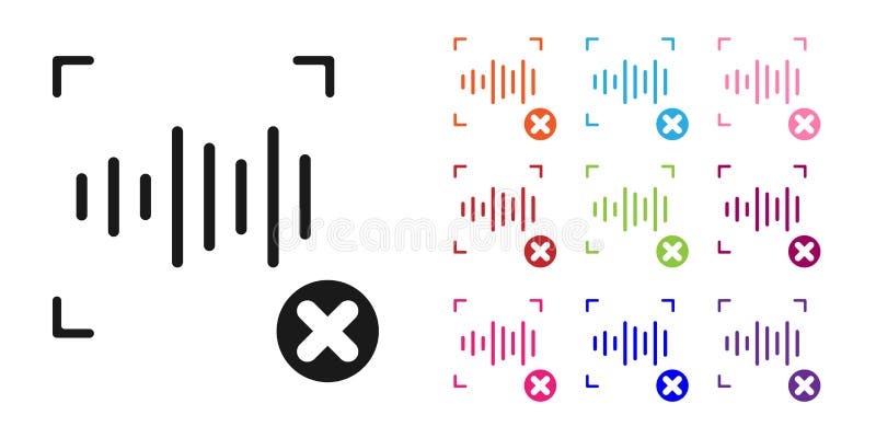 Black Rejection Voice Recognition Icon Isolated on White Background ...