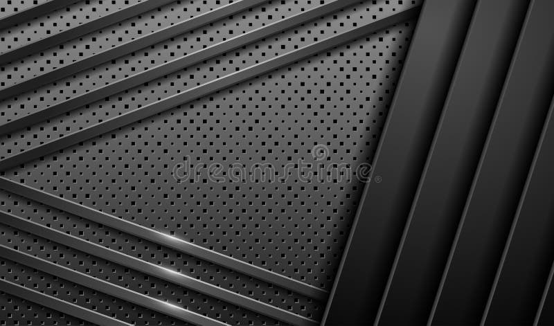 Black Relief Background with 3d Stripes Stock Vector - Illustration of ...