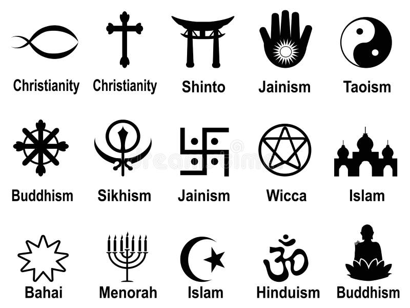 Black Religious Symbols Icons Set Stock Vector - Illustration of faith ...