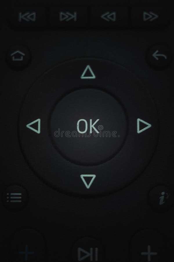 Black Remote Control Close-up. OK Button Menu in Center Stock Image ...