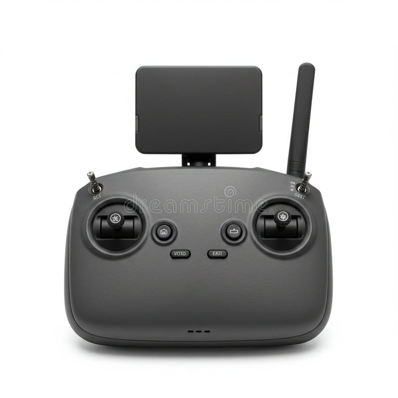 Black Remote Control Device Featuring a Central LCD Screen and an ...