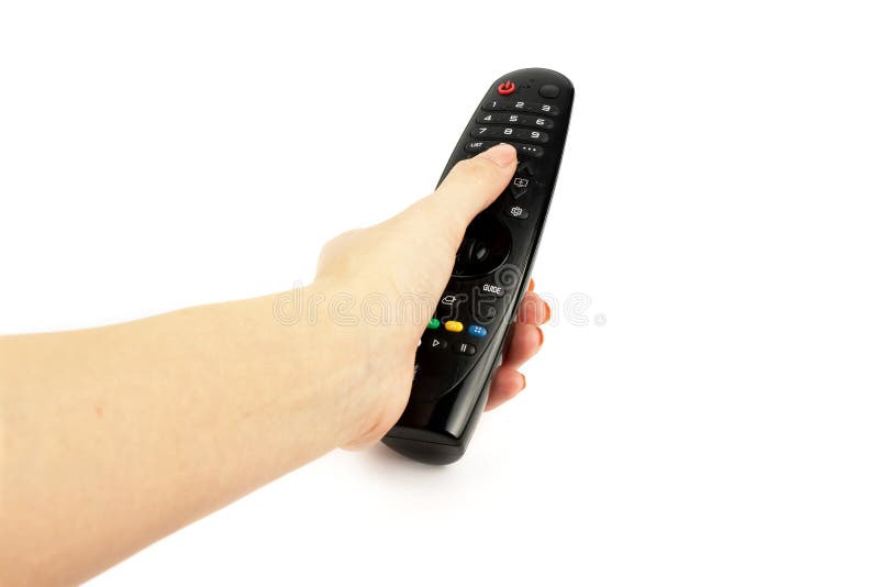 Black Remote Control in Hand Isolated on White Background Stock Image ...