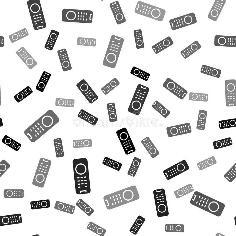 Black Remote Control Icon Isolated Seamless Pattern on White Background ...