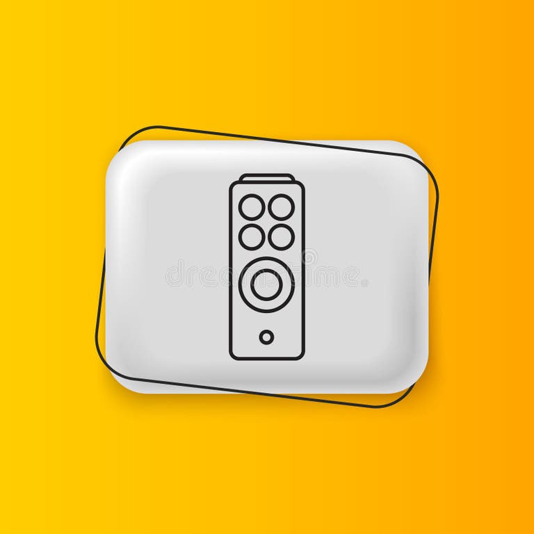 Black Remote Control Icon Isolated on Yellow Background. Silver ...