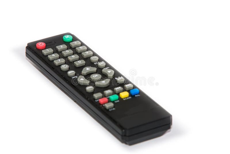 Black Remote Control. Isolated on White Background Stock Image - Image ...