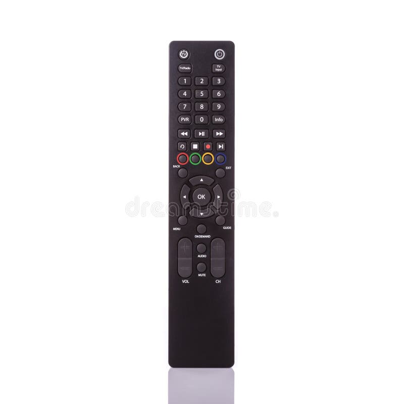 Black Remote Control for Television. Studio Shot Isolated on White ...
