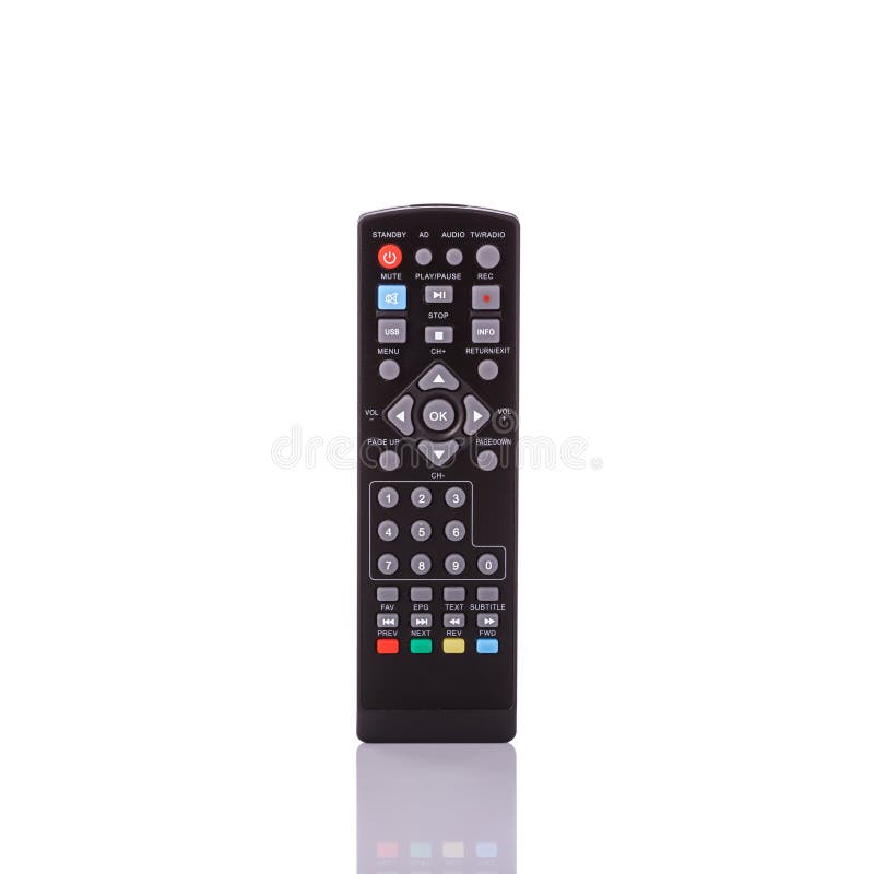 Black Remote Control for Television. Studio Shot Isolated on White ...